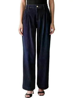 Guess Pleated Wide-leg Jeans - Blue