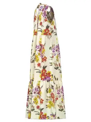 Marella Floral-print Tiered Midi Dress - Neutrals