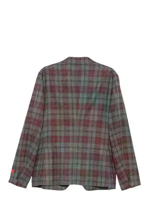 Isaia Check-pattern Notch-lapel Blazer - Grey