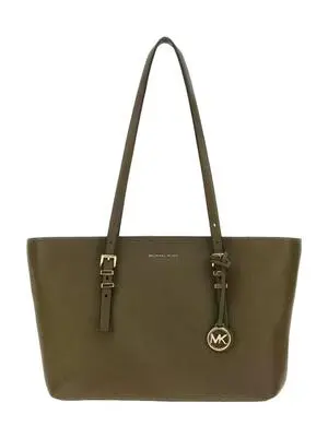 Michael Kors Medium Quinn Pebbled-leather Tote Bag - Green