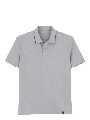 Boggi Milano Polo In Stretch Cotton-blend Piqué Cool Jade-fresh - Grey