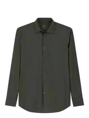 Boggi Milano Shirt In Stretch-nylon B Tech Slim Fit - Green