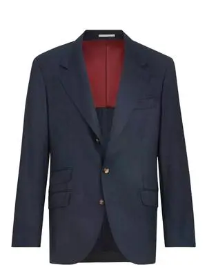 Brunello Cucinelli Virgin Wool Flannel Deconstructed Cavallo Blazer - Blue