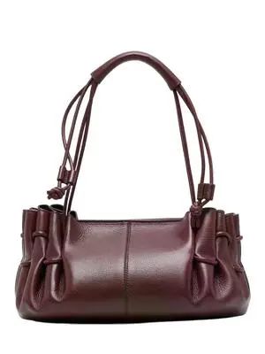 Hereu Ruched Leather Tote Bag - Red