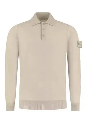 Stone Island Logo-patch Long-sleeve Polo Shirt - Neutrals