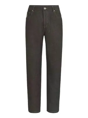 Brunello Cucinelli Virgin Wool Flannel Five-pocket Trousers - Grey