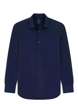 Boggi Milano Polo Shirt In Japanese Jersey Twill Regular Fit - Blue