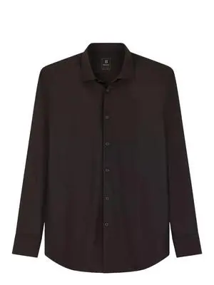 Boggi Milano Shirt In Stretch Nylon B Tech Slim Fit - Brown
