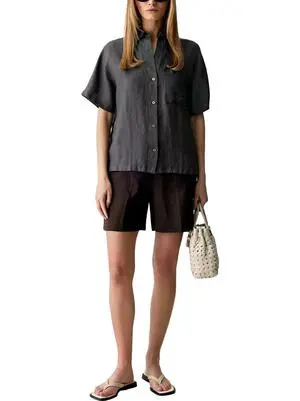 Marc O'polo Short-sleeve Button-up Shirt - Grey
