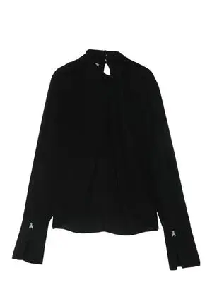 Patrizia Pepe Pleated High-neck Blouse - Black