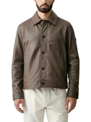 JOOP! Leather Button-up Jacket - Brown