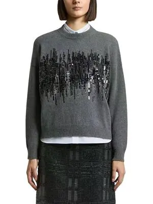 Peserico Sequin-embellished Drop-shoulder Jumper - Grey