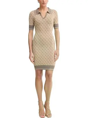 Guess Monogram-detail Short-sleeve Mini Dress - Neutrals
