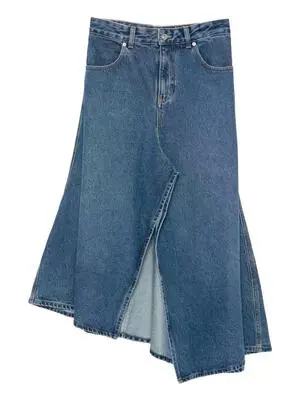 VICTORIA BECKHAM Victoria Beckham Asymmetric Hem Front Slit Denim Skirt