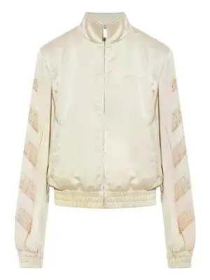 Off-White Lace-insert Satin Bomber Jacket - Neutrals