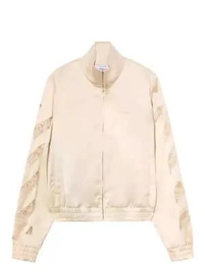 OFF-WHITE Off-White Lace-Insert Satin Bomber Jacket