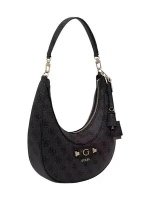 Guess Lindsey Monogram-print Curved Tote Bag - Black