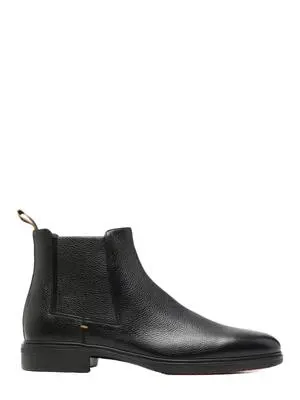 Santoni Easy Grained Leather Chelsea Boots - Black