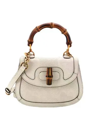 Gucci Bamboo 1947 Top Handle Bag Jumbo Gg Canvas Mini Crossbody Bag - Neutrals