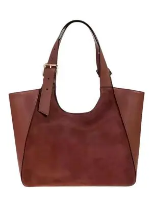 Furla Suede Panelled Tote Bag - Brown