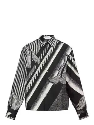 Versace Tassel-print Silk Shirt - Black