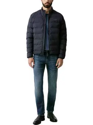 Guess Padded Logo-print Jacket - Blue