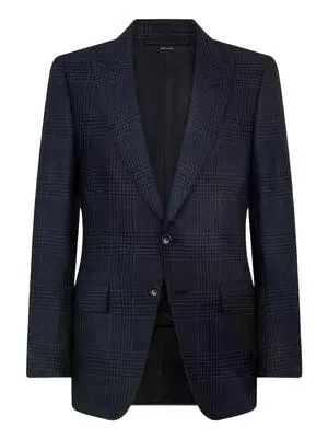 TOM FORD Prince Of Wales Check Single-breasted Jacket - Blue