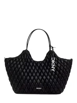 Dkny Quilted Logo-tag Tote Bag - Black