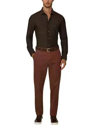 Boggi Milano Trousers In Stretch Cotton Tencel - Red