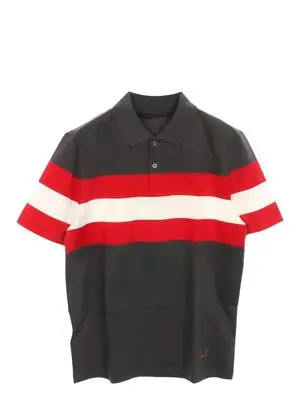 LOUIS VUITTON 2010s Horizontal-stripe Polo Shirt - Grey