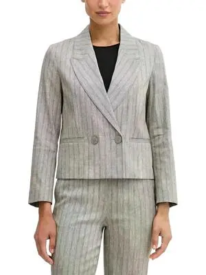 Sisley Pinstripe-pattern Double-breasted Blazer - Grey