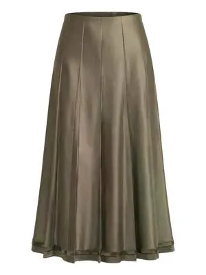Vince Pleated Satin Skirt - Grey