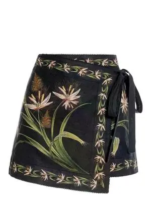 Agua Bendita Luna Azucar Floral-print Mini Skirt - Black