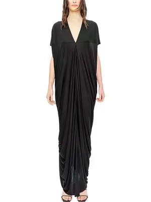 Rick Owens Draped V-neck Maxi Dress - Black