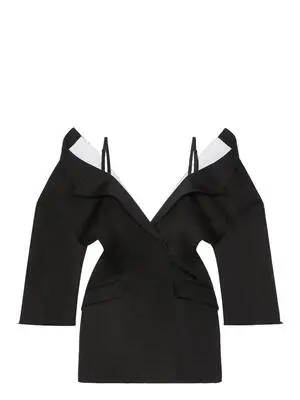 Givenchy Off-the-shoulder Wool Mini Dress - Black