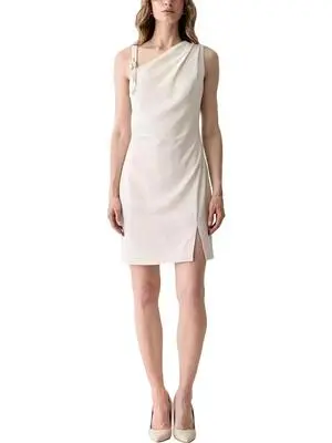 Guess Livia Buckle-detail Asymmetric Mini Dress - Neutrals