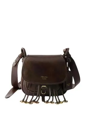 Prada Corsaire Aged Leather Mini Shoulder Bag - Brown