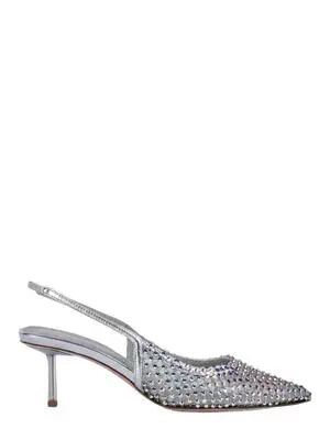 LE SILLA Crystal-embellished Mesh Sandals - Silver