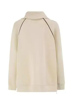Max Mara Ballata Half-zip Contrast-piping Sweatshirt - Neutrals