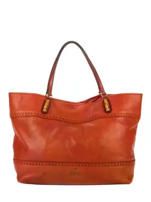 Gucci Bamboo Detail Tote Bag - Orange