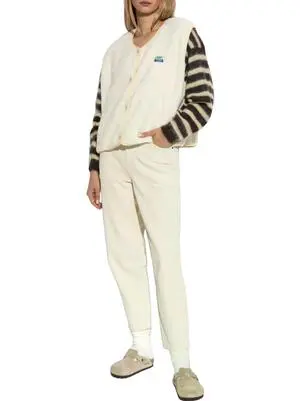 American Vintage Logo-patch Faux-fur Gilet - Neutrals