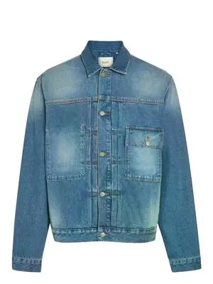 FORET Hazy Pleated Chest-pocket Denim Jacket - Blue