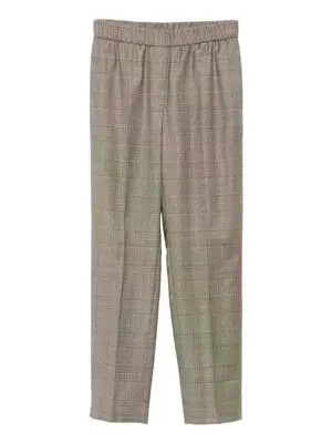 Peserico Check-pattern Elasticated-waistband Trousers - Brown