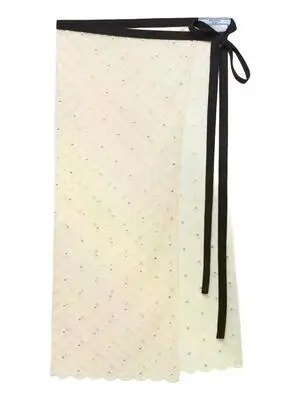 Prada Embroidered Lace Apron - Neutrals