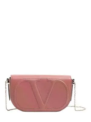 Valentino Garavani Vlogo Walk Chain Pouch In Calfskin - Pink