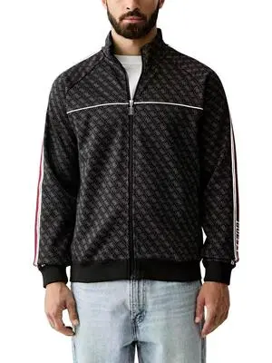 Guess Monogram-print Zip-up Jacket - Black