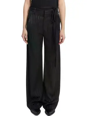 ANN DEMEULEMEESTER Anneke Striped-satin Trousers - Black