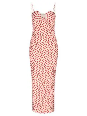 ALAÏA ALAÏA Polka Dot Jersey Midi Dress