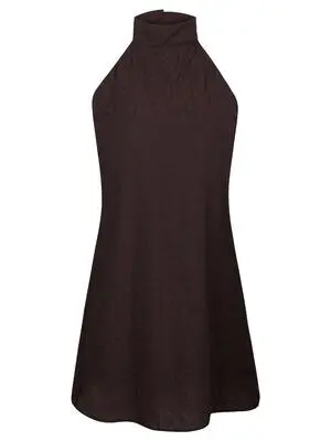 THISISU COLLECTION Nysa Halter-neck Jacquard Mini Dress - Brown
