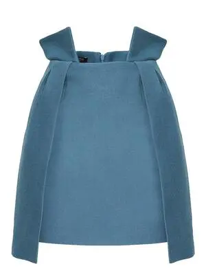 AVENUE N°29 Wool Blend Wrap Mini Skirt Teal - Blue